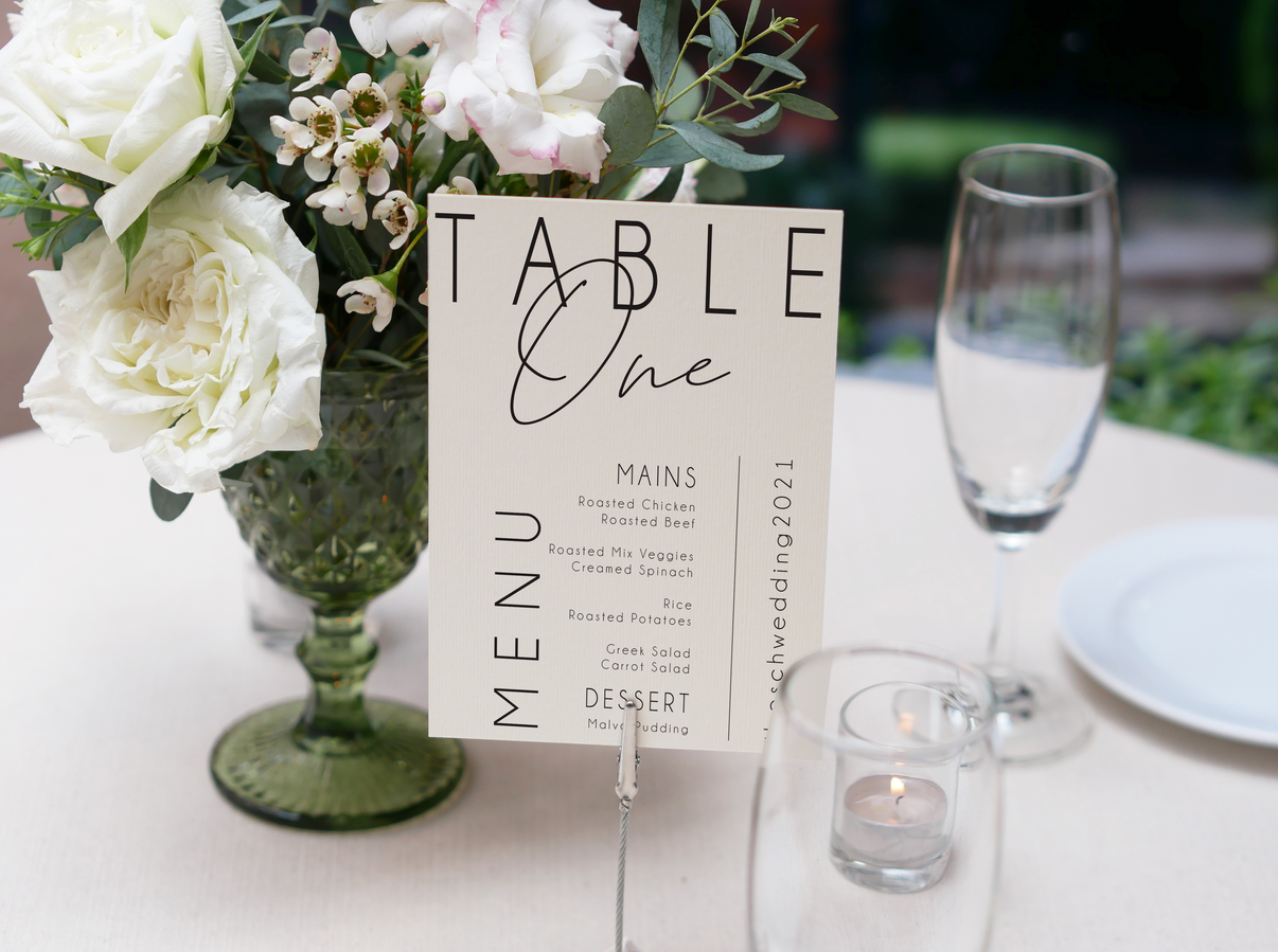Table Talker Menu - Monochrome – Stuck On You Weddings
